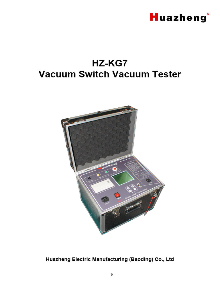 HZ-KG7 Vacuum Tester Guide | PDF | Electric Arc | Vacuum Tube