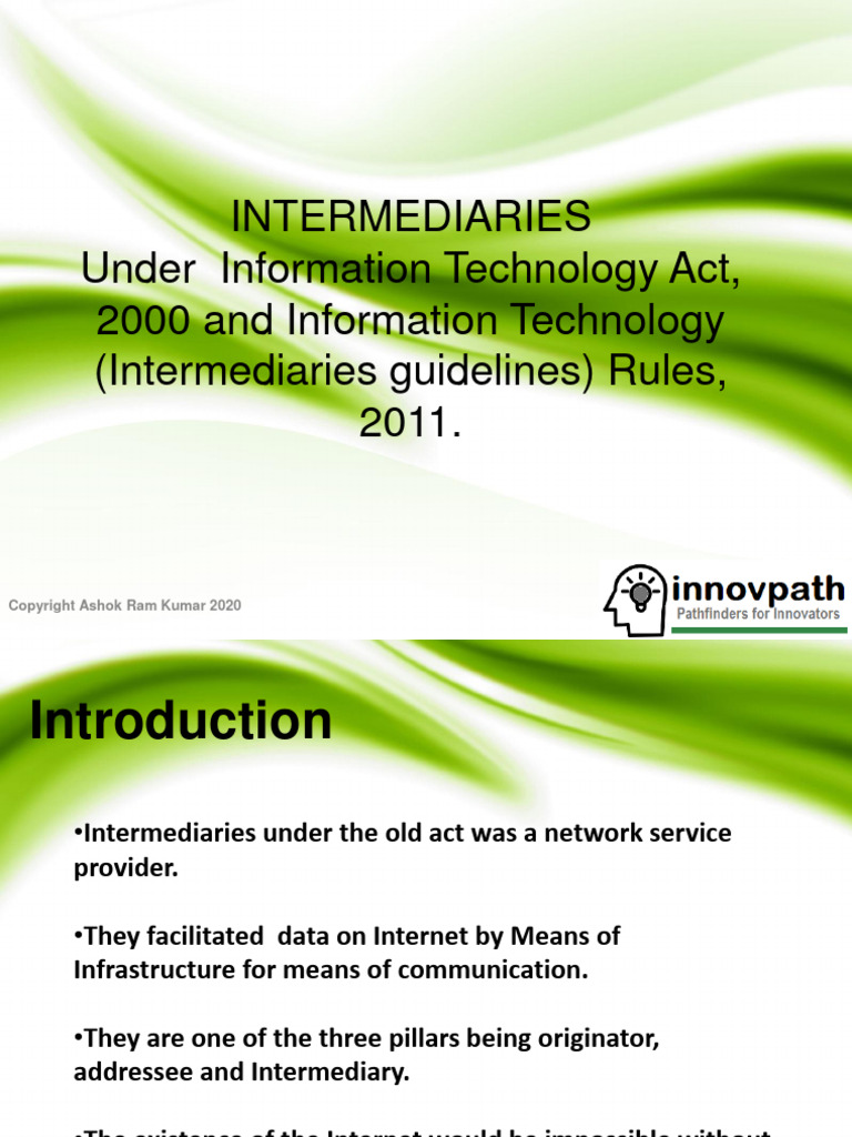 Intermediaries Edited | PDF | Copyright Infringement | Internet