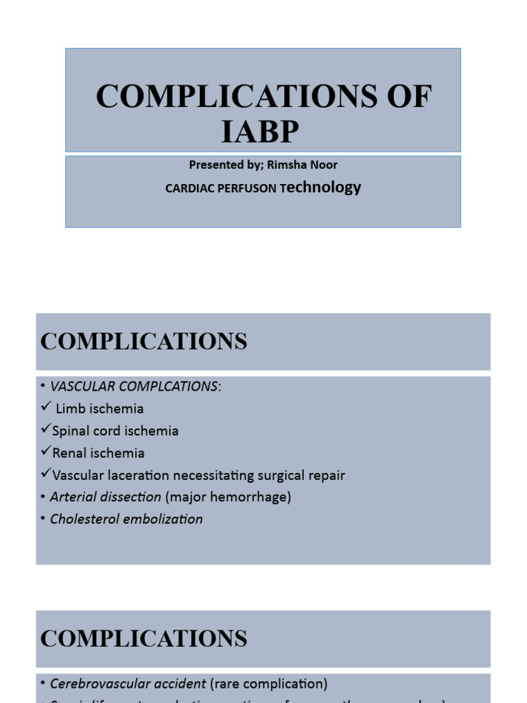 IABP Complications Overview | PDF | Atheroma | Ischemia