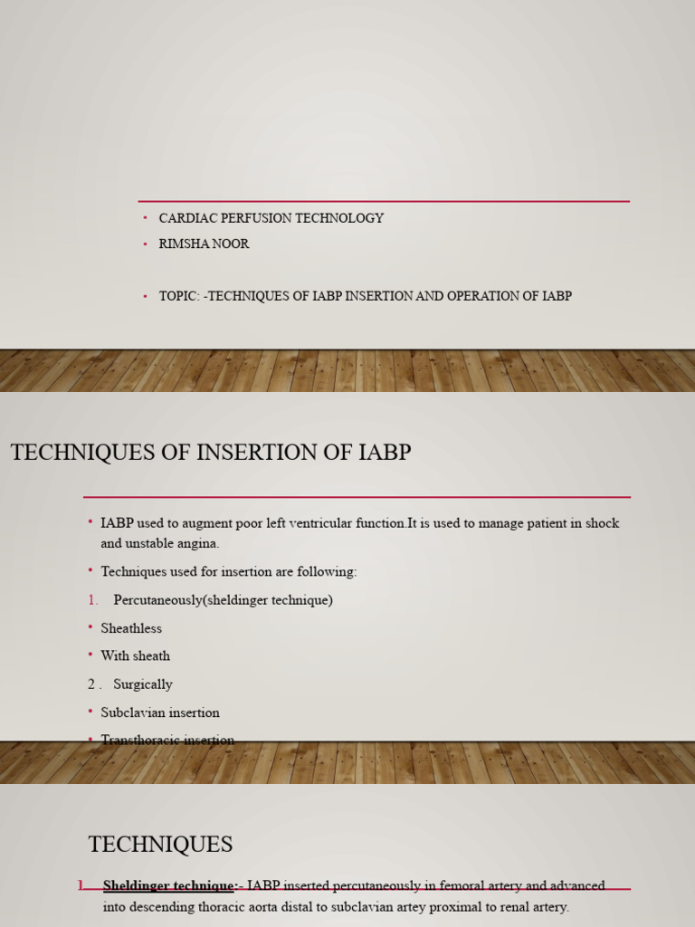 IABP Insertion Techniques and Operation | PDF | Cardiovascular System ...