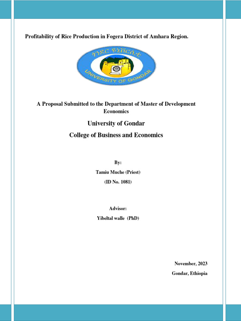 Tamiru Thsese Proposal | PDF | Logistic Regression | Agriculture
