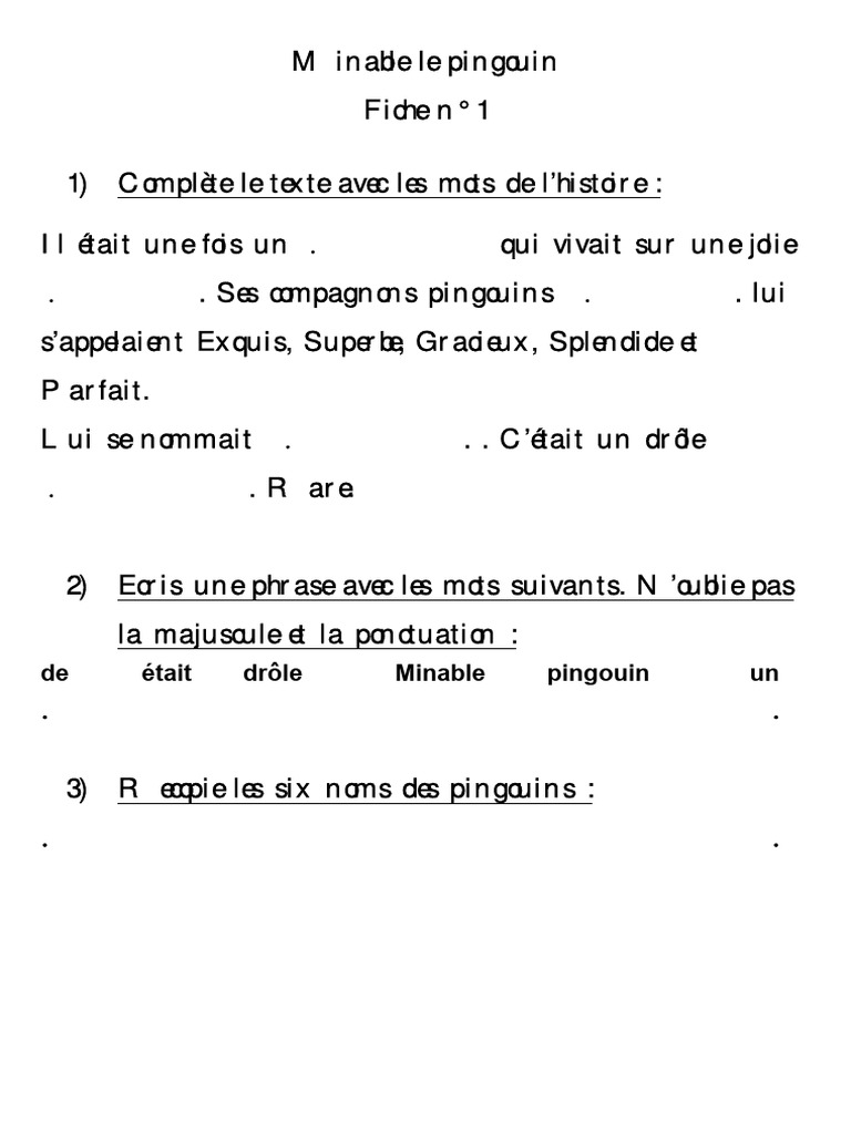 Minable le pingouin : Activités et exercices | PDF