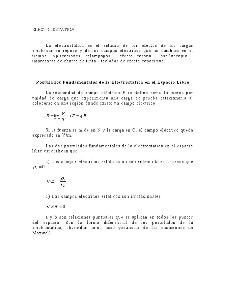 Formulas Clave de la Electrostática | PDF | Semiconductores | Campo ...