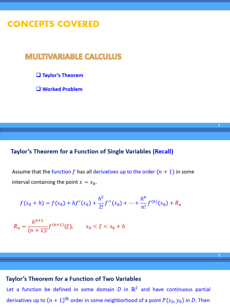 Taylor Series For Multi Variables | PDF | Teaching Methods & Materials
