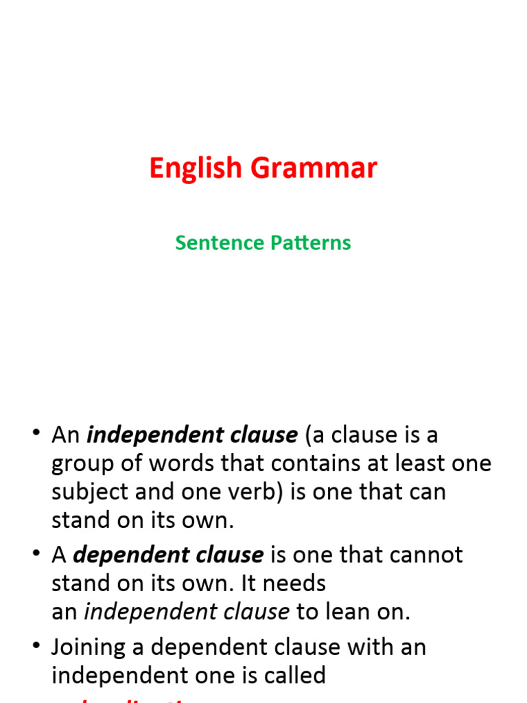 Sentence Patterns | PDF | Clause | Subject (Grammar)