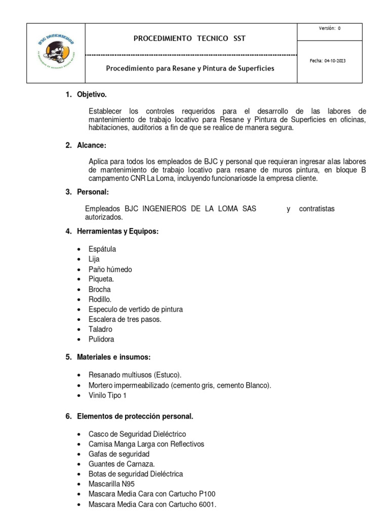 Procedimiento para Resane y Pintura de Paredes | PDF | Pinturas ...