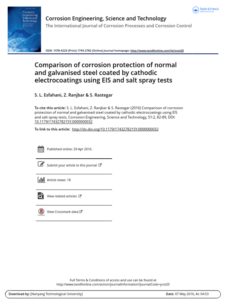 Comparison of Corrosion Protection of Normal | PDF | Corrosion | Zinc