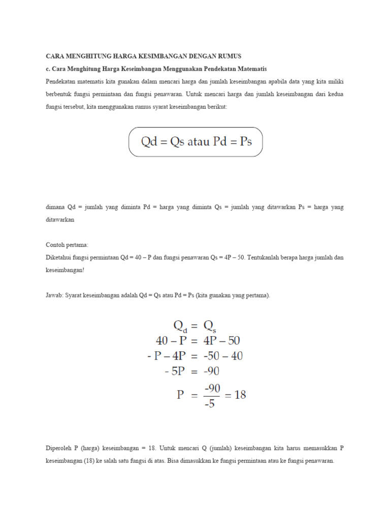 Cara Menghitung Harga Kesimbangan Dengan Rumus | PDF