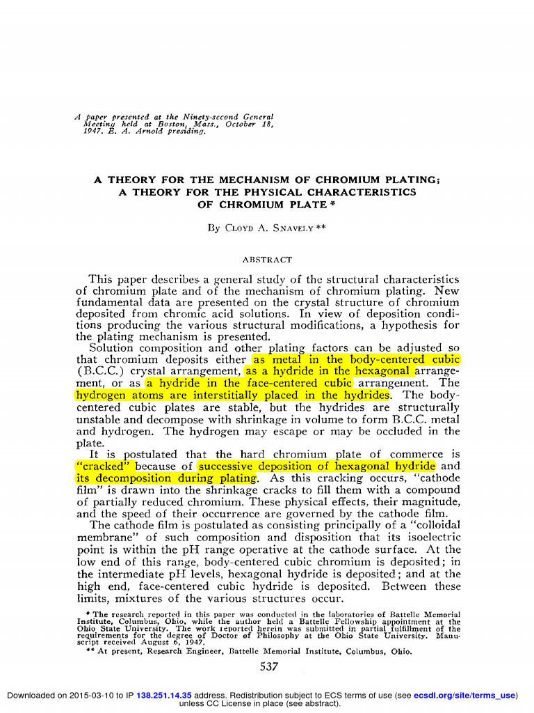 A Theory For The Mechanism of Chromium Plating | PDF | Chromium ...