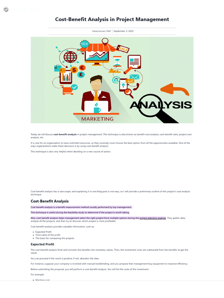 Cost-Benefit Analysis in Project Management | PDF | Net Present Value ...