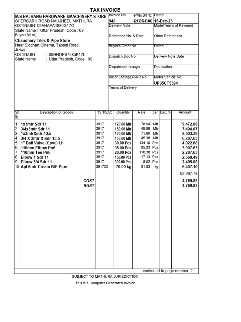 Tax Invoice: CGST SGST | Download Free PDF | Invoice | Taxes
