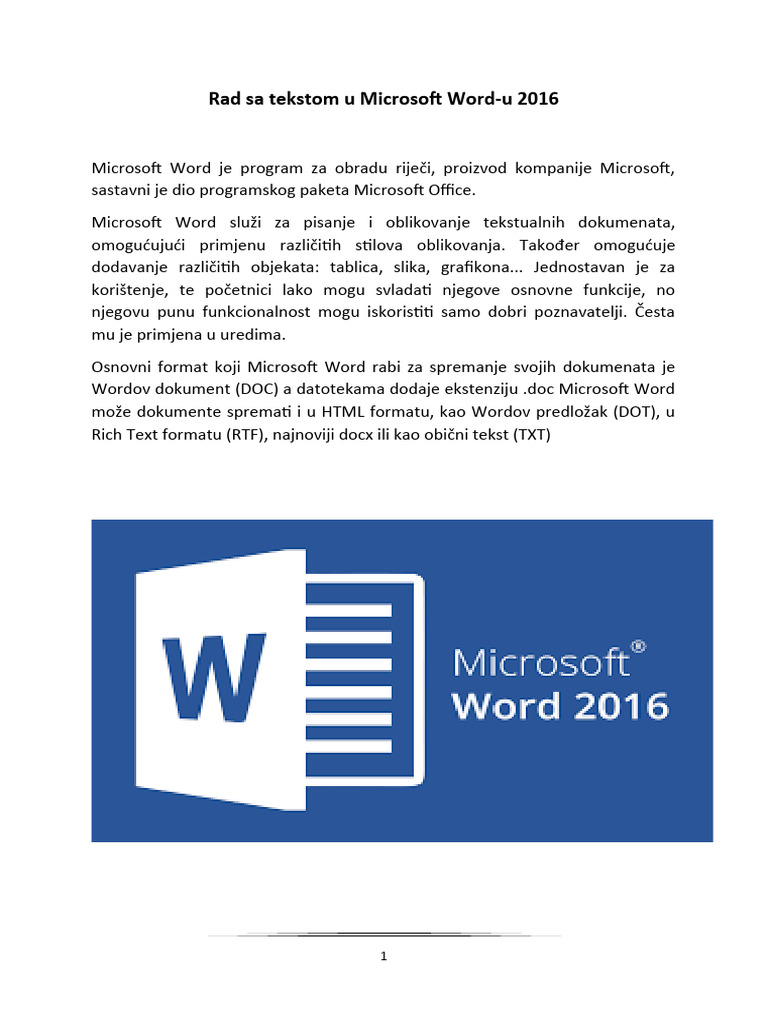 Rad Sa Tekstom U Microsoft Word | PDF