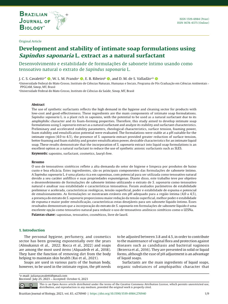 Development and Stability of Intimate Soap Formula | PDF | Emulsion | Surfactant