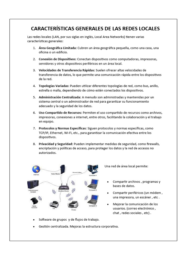 Características Generales de Las Redes Locales Resumen | PDF | Red de computadoras | Conmutador ...