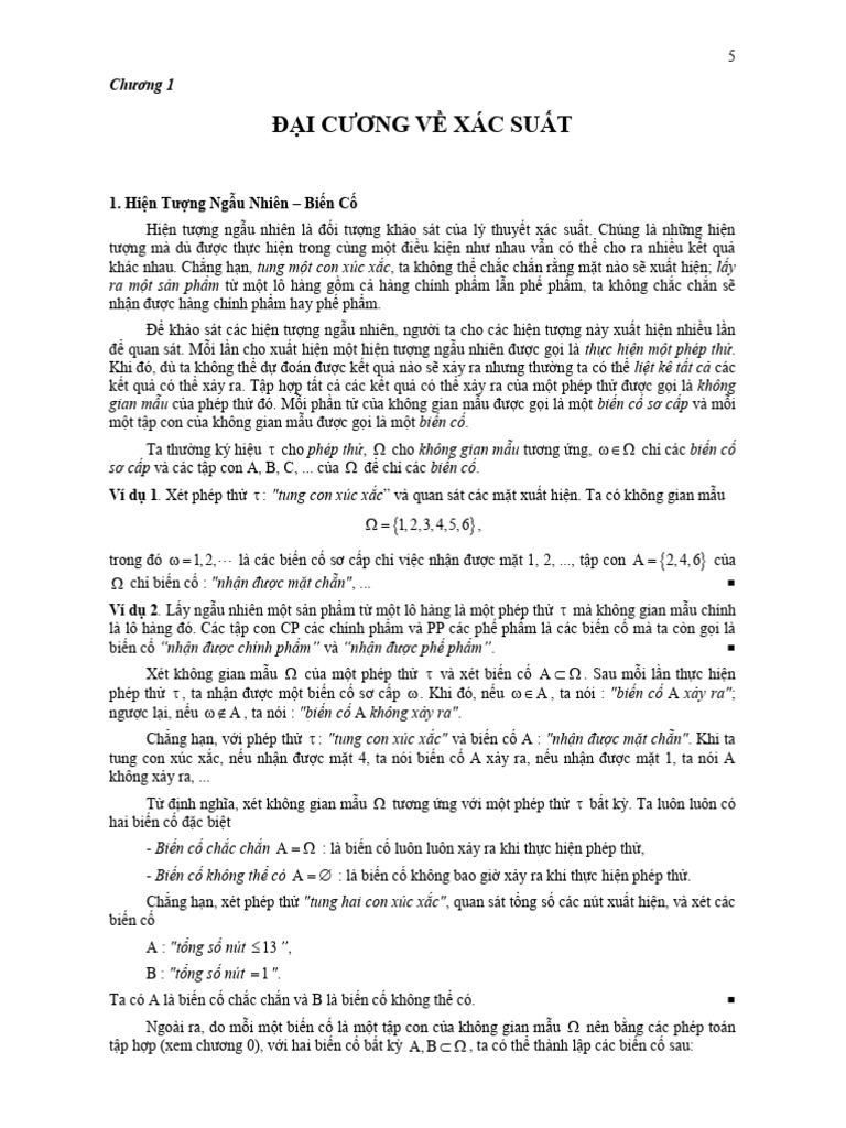 Lythuyet XSTK Chuong 1 | PDF
