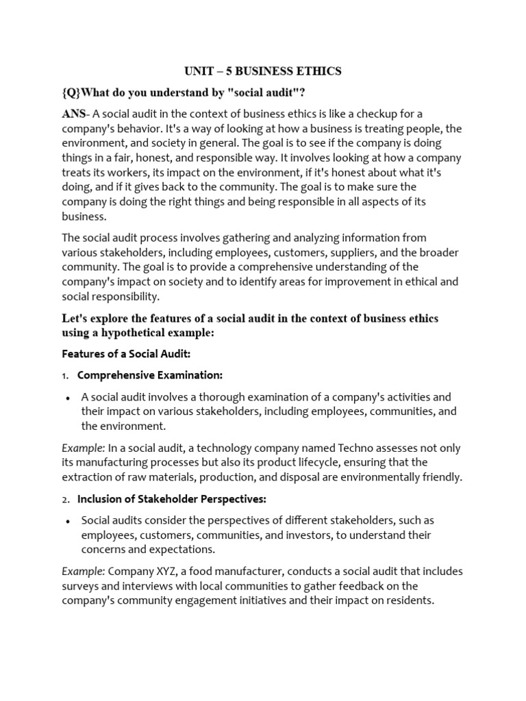 Business Ethics Unit - 5.... | PDF | Corporate Social Responsibility ...