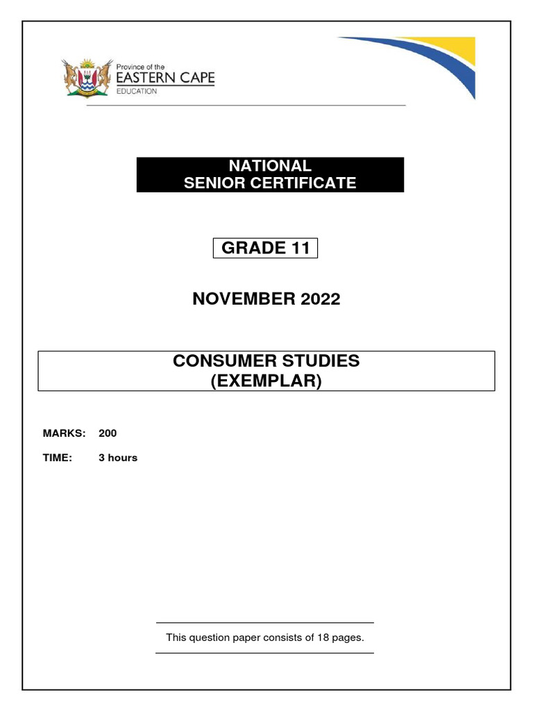 Consumer Studies Gr11 QP Nov2022 - English | PDF | Nutrients | Jeans