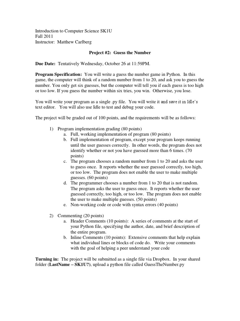 Python Project #1: Guess The Number | PDF | Software Development ...