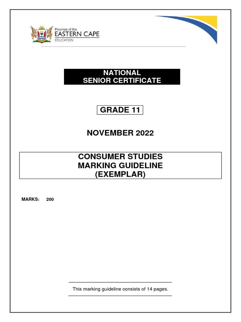 CONSUMER STUDIES GR12 MEMO NOV2022 - English | PDF | Credit Card ...