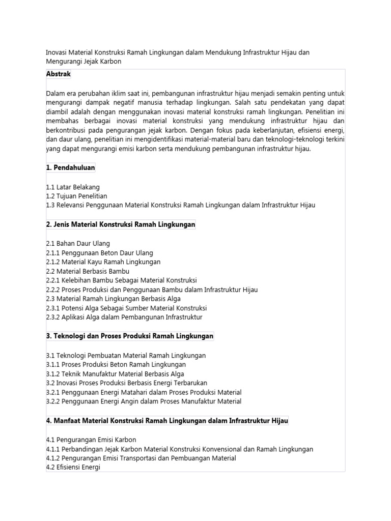Inovasi Material Konstruksi Ramah Lingkungan Dalam Mendukung Infrastruktur Hijau Dan Mengurangi ...