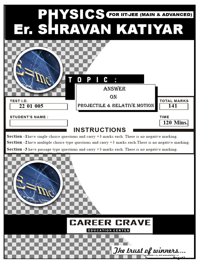 Answer Test Projectile & Relative Motion | PDF