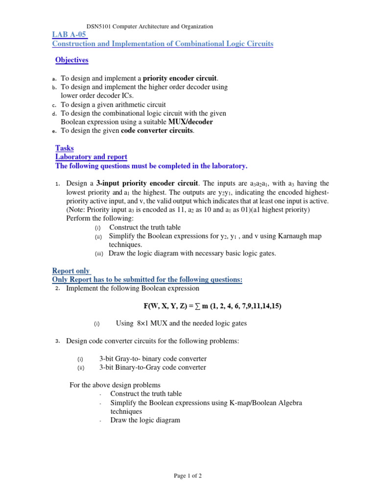Week 5 Digital - Logic - Design - Lab - Term2310 | PDF