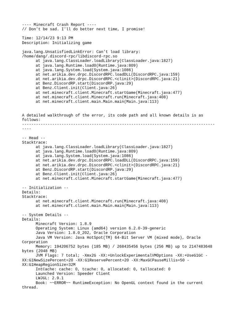 Crash 2023 12 14 211355 Client Pdf Java Programming Language Computer Architecture 