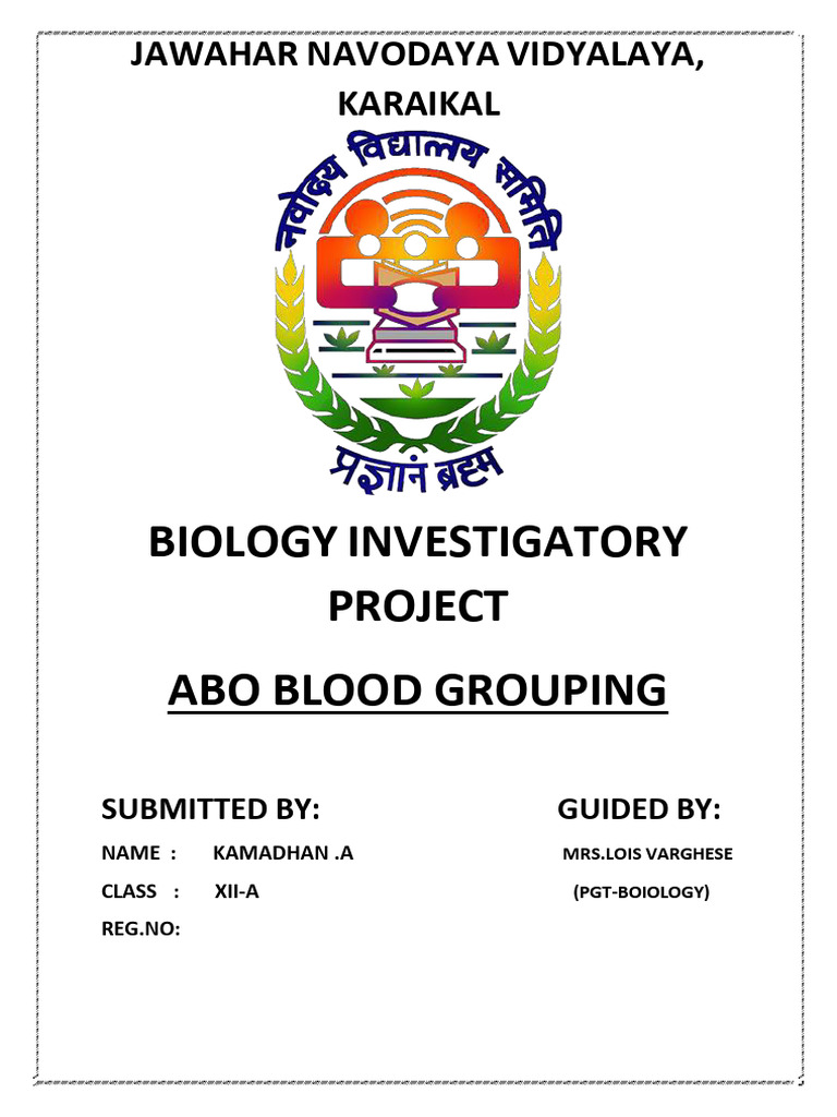 ABO Blood Grouping Project Class 12 | PDF | Blood Type | Hematology