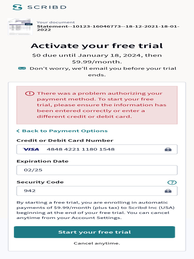 Payment Details Checkout Scribd Scribd | PDF | Career & Growth | Business