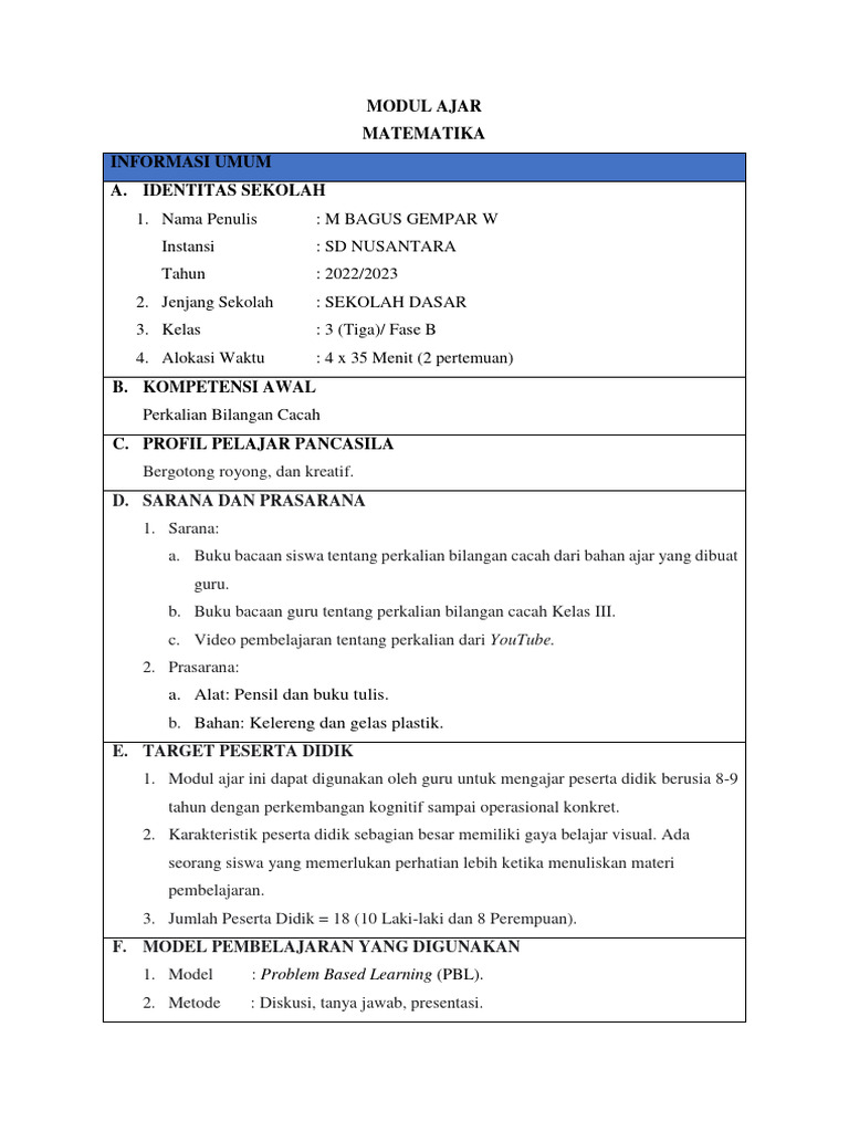 MODUL AJAR Bagus | PDF