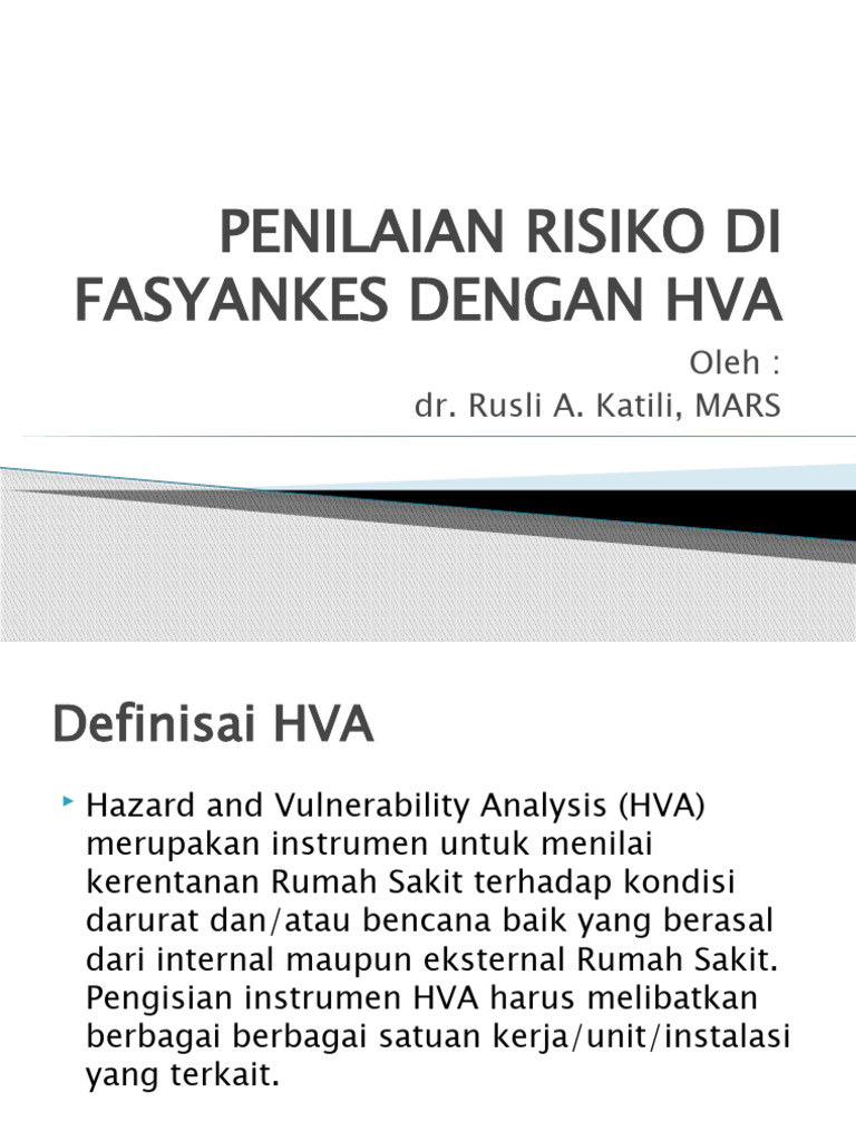 Penilaian Risiko Di Fasyankes Dengan Hva | PDF | Pengembangan Diri | Sains & Matematika