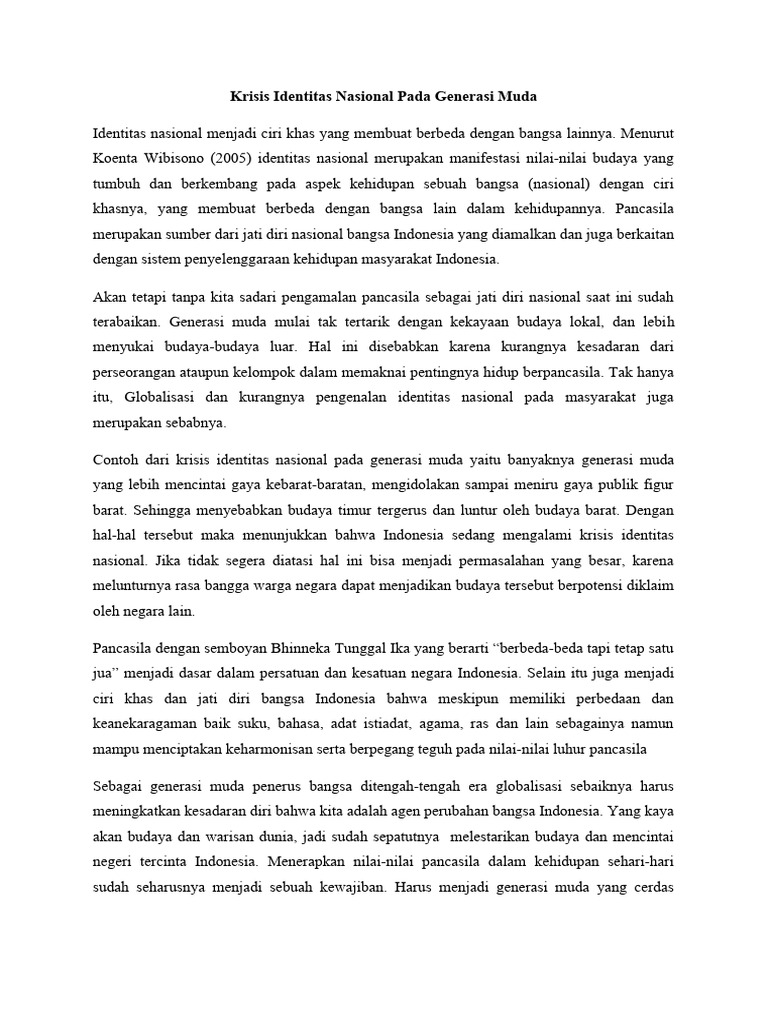 Krisis Identitas Nasional Pada Generasi Muda | PDF