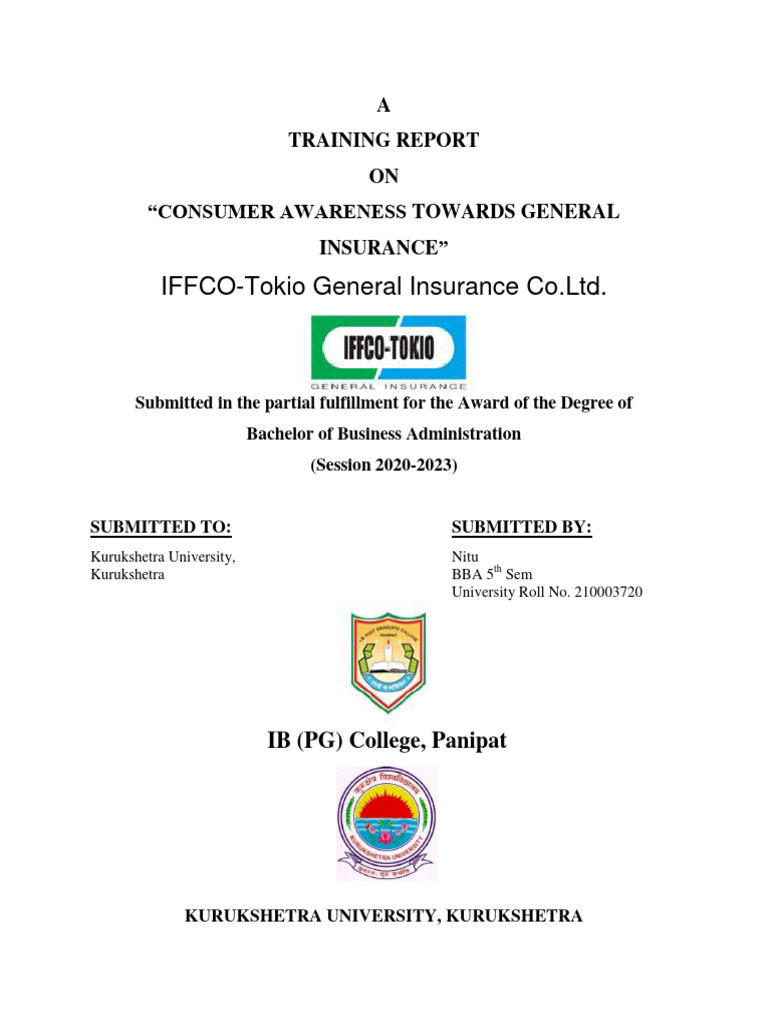 IFFCO-Tokio Report | PDF | Insurance | Business