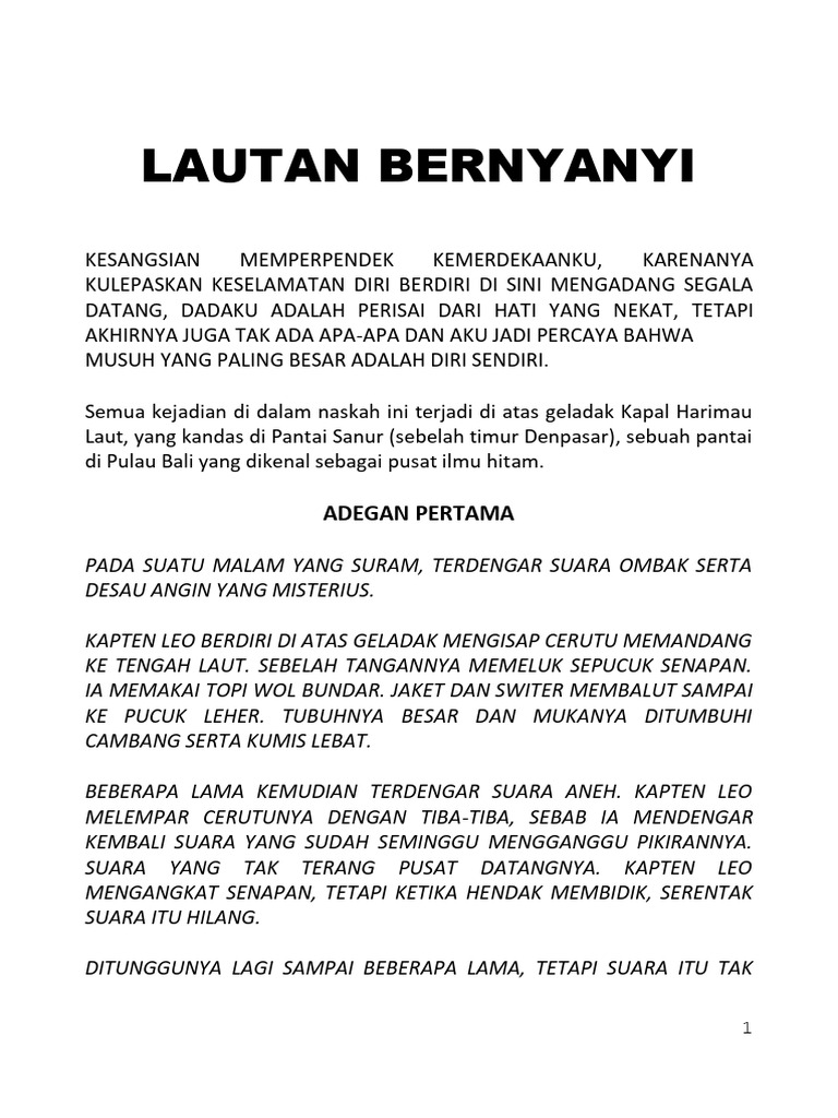 Naskah Lautan Bernyanyi - Putu Wijaya | PDF