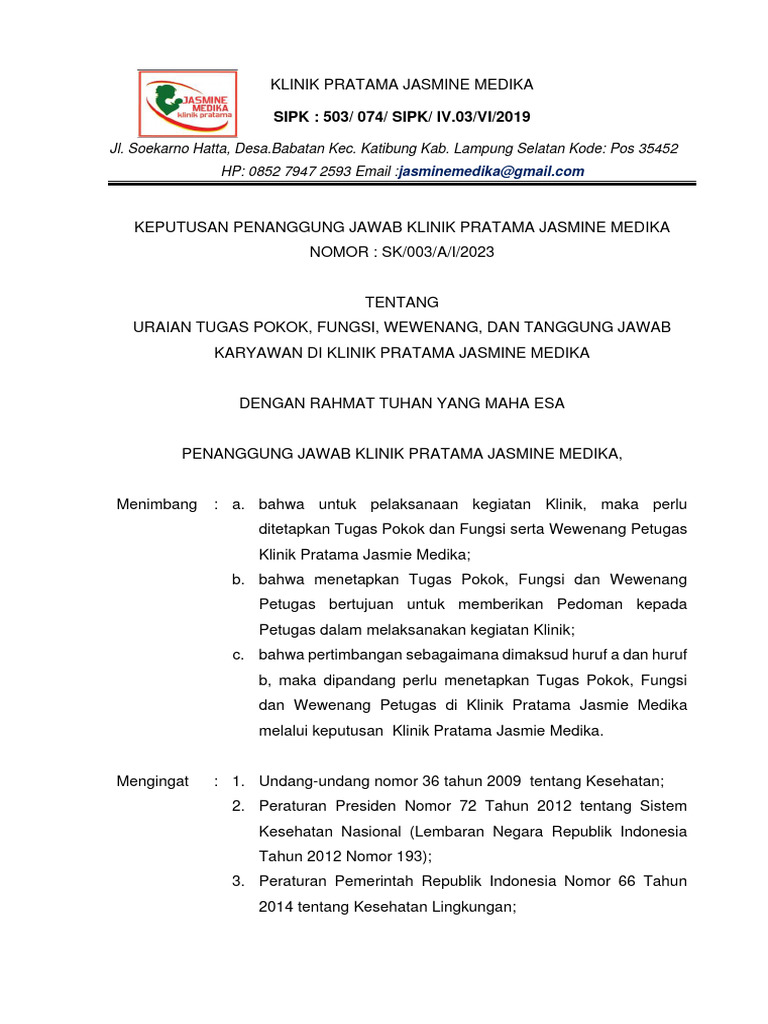 SK Uraian Tugas Lampiran | PDF