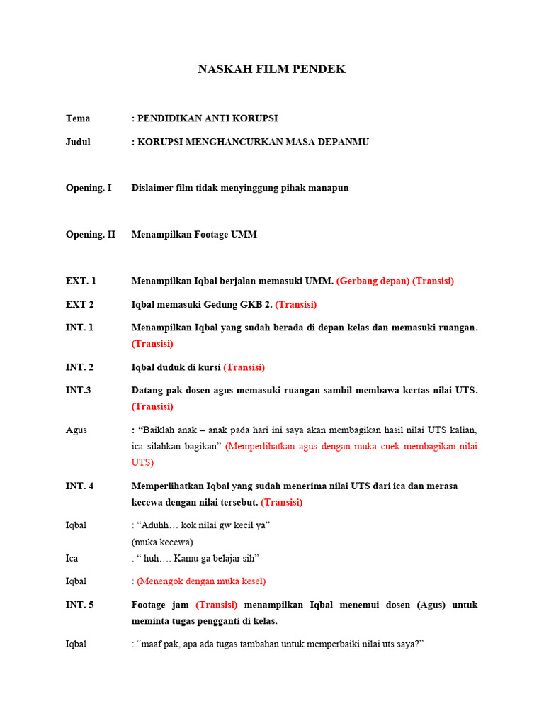 Naskah Film Pendek Pancasila | PDF