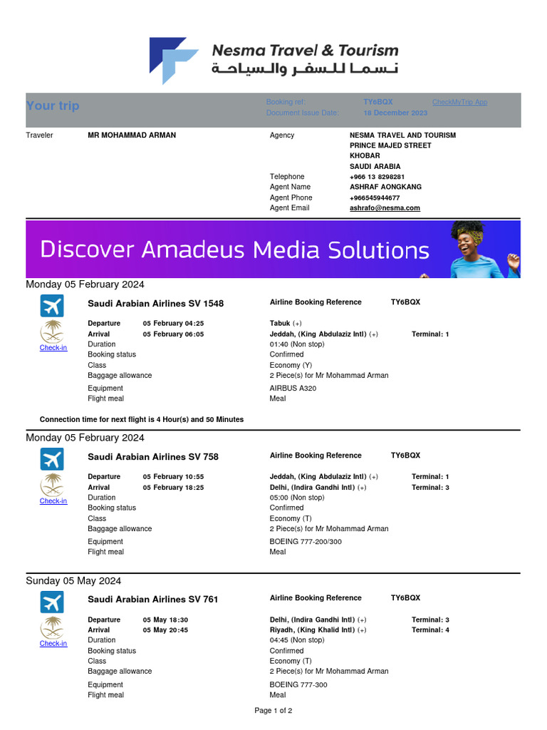 Travel Itinerary for Mr. Mohammad Arman | PDF | Civil Aviation | Transport