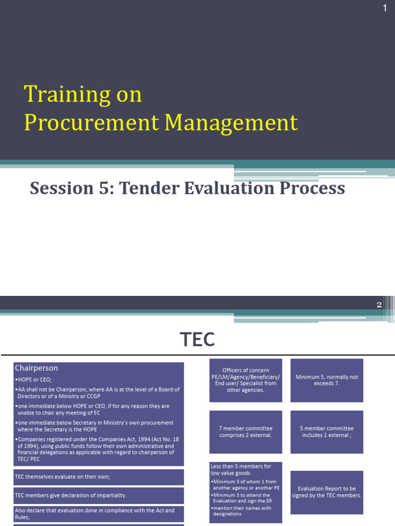 Tender Evaluation Process Training Guide | PDF | Procurement | Taxes