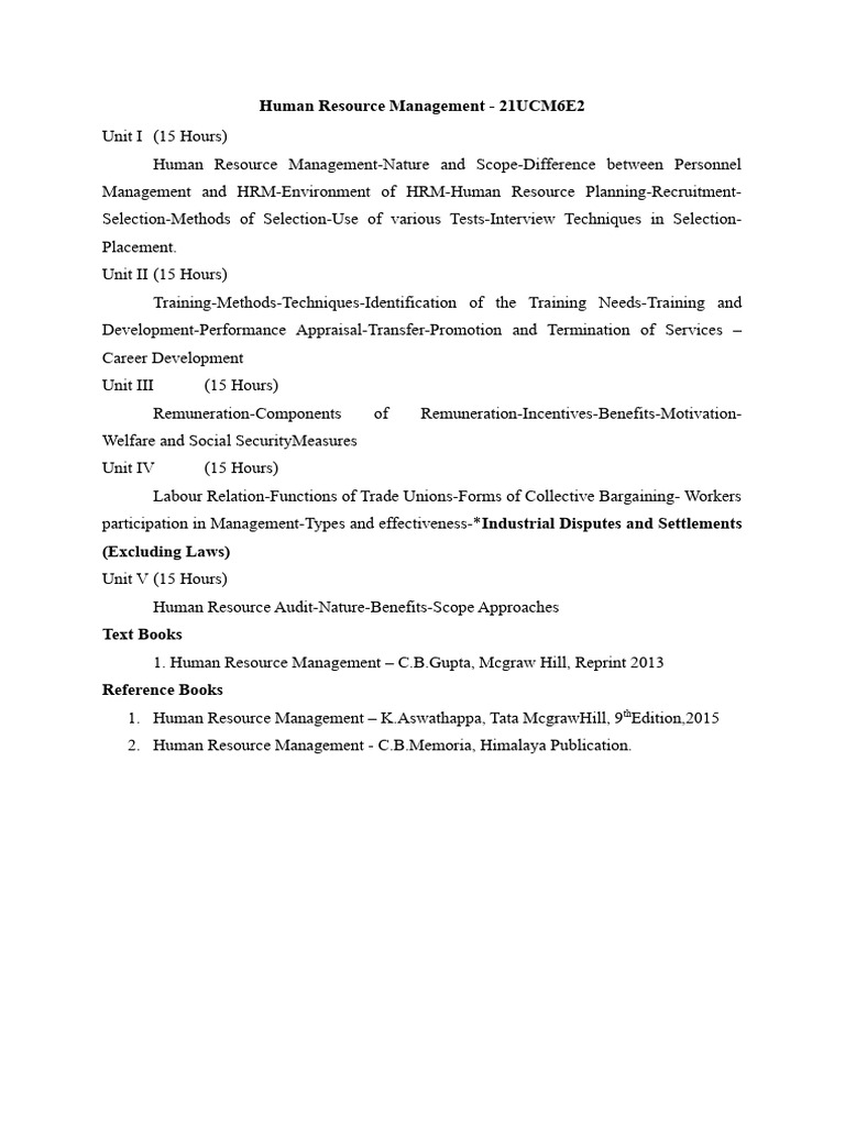 HRM - 2021 Batch | PDF