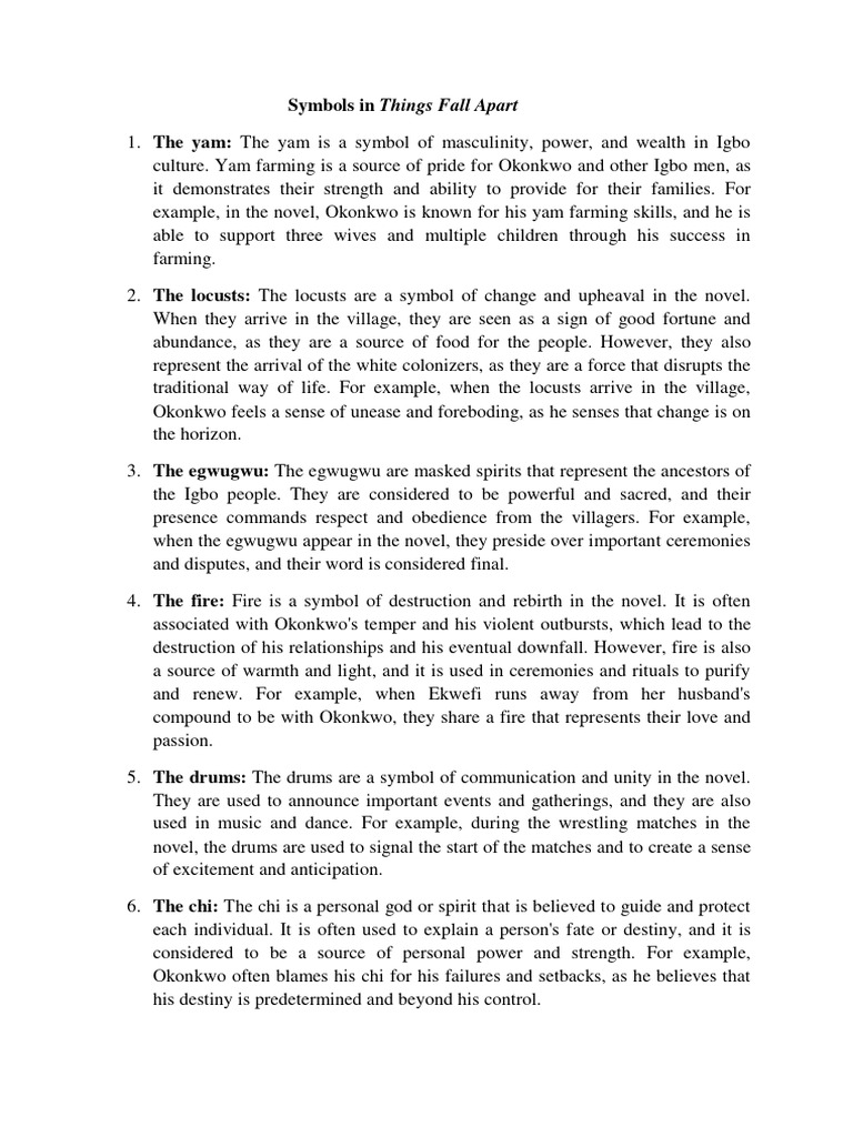 Symbols of Change in Things Fall Apart | PDF | Igbo People