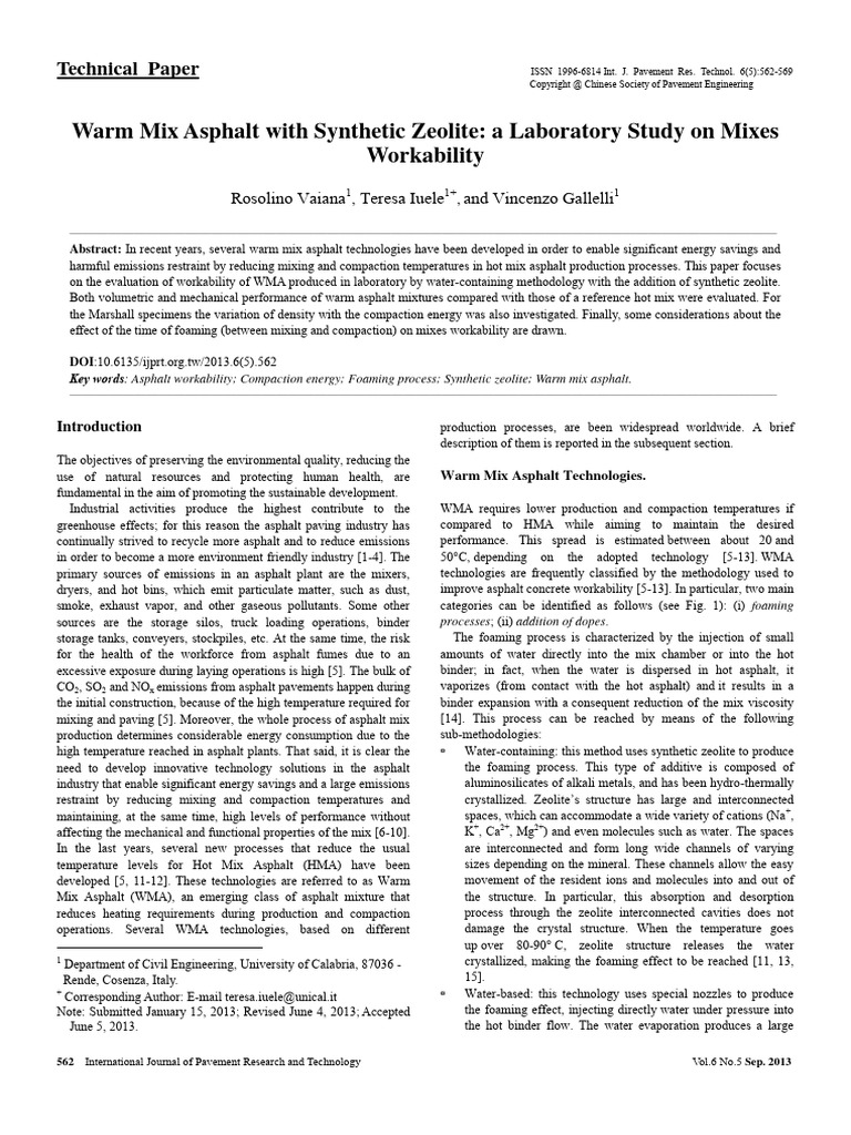 26 - Warm Mix Asphalt With Synthetic Zeolite | PDF | Wax | Road Surface