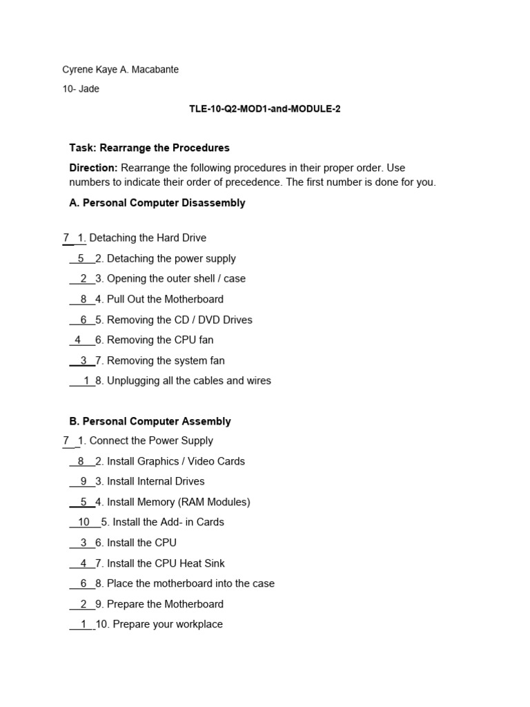 Cyrene Kaye A. Macabante 10 JADE ICT M1 2 | PDF | Computers