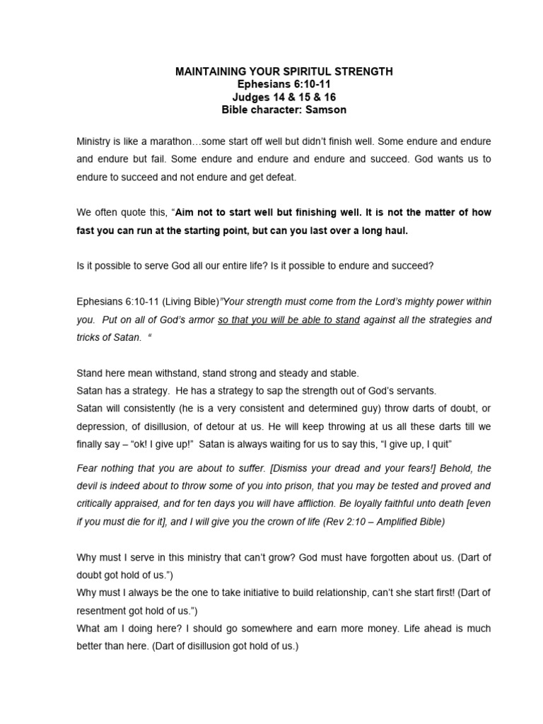 Maintaining Your Spiritual Strength | PDF