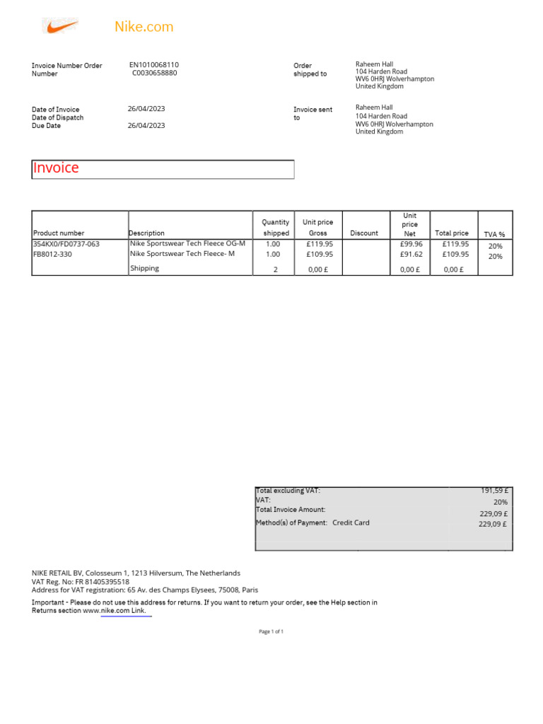 Nike Tech 12 | PDF | Invoice | Financial Economics