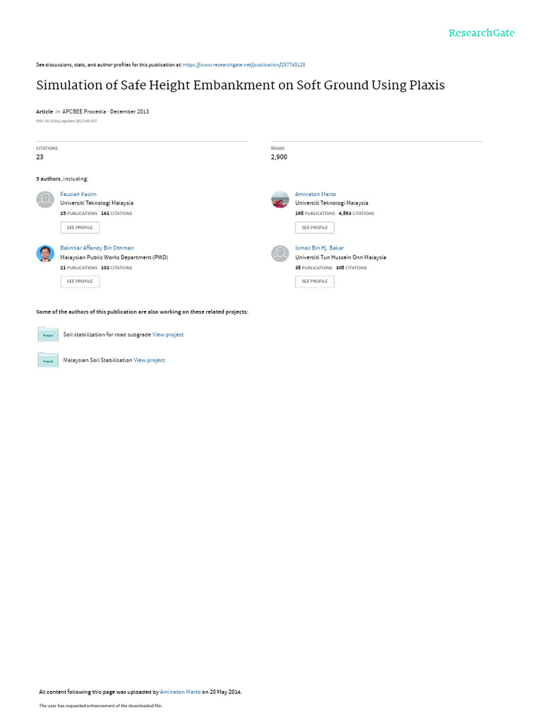 Simulation of Safe Height Embankment On Soft Groun | PDF | Earth ...