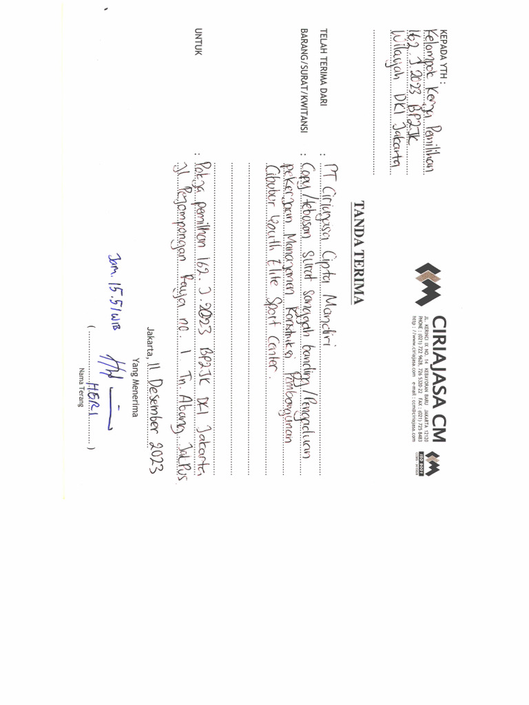 1.C Tanda Terima Dok Oleh POKJA | PDF