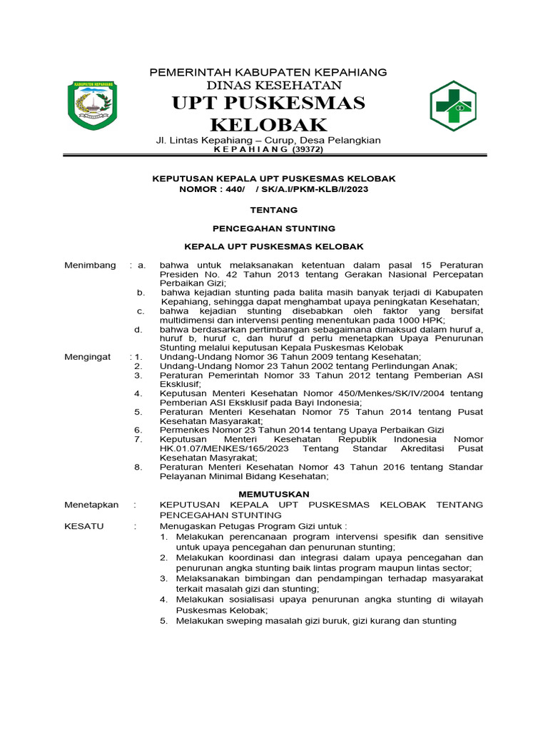 SK Pencegahan Stunting | PDF