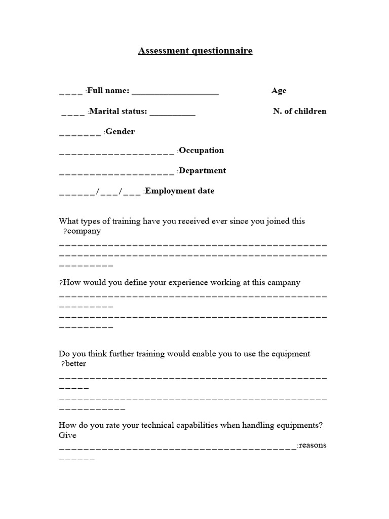 Employee Assessment Questionnaire | PDF