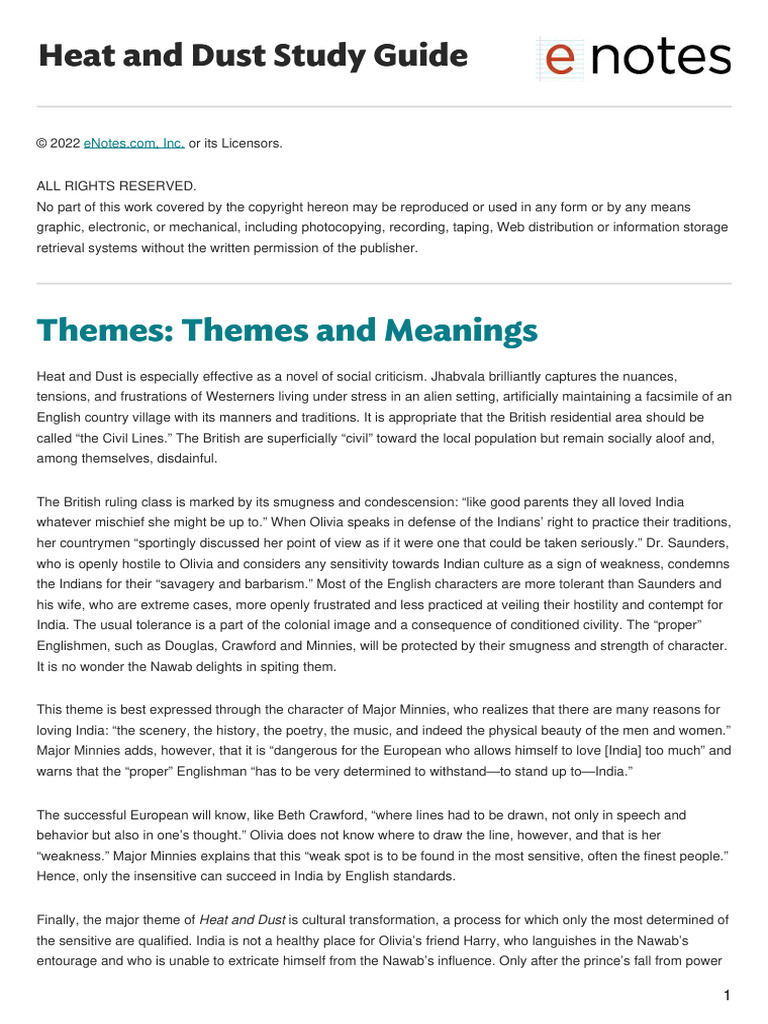 Enotes Heat Dust Themes | PDF | History