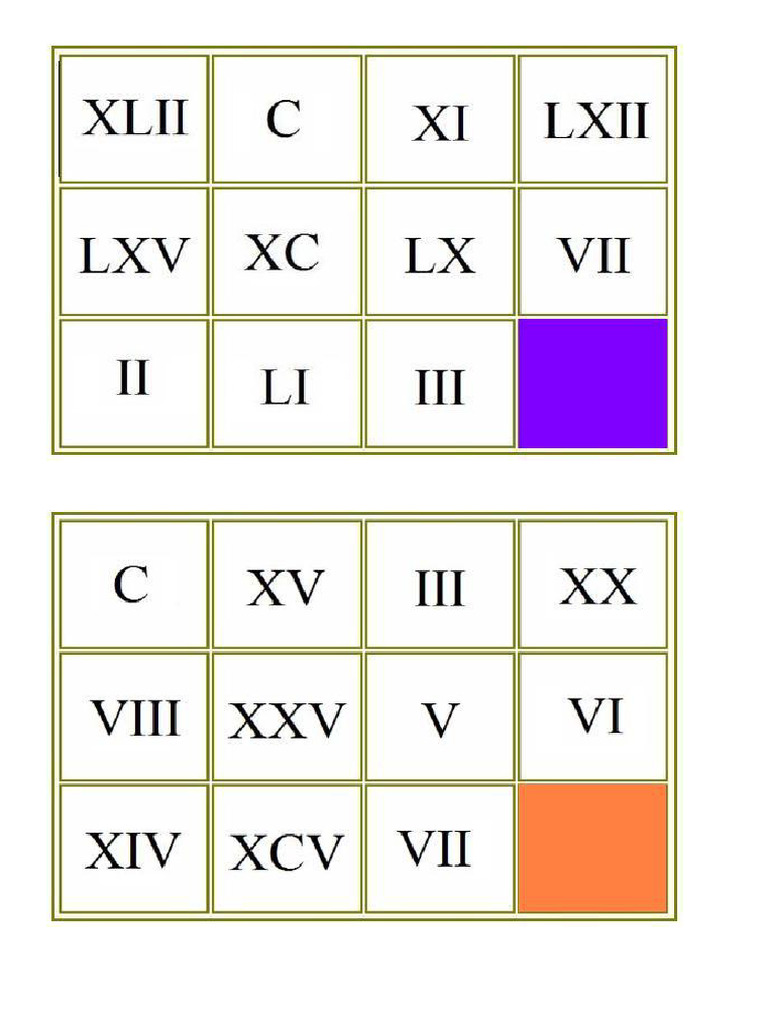 Cartones Bingo Números Romanos | PDF